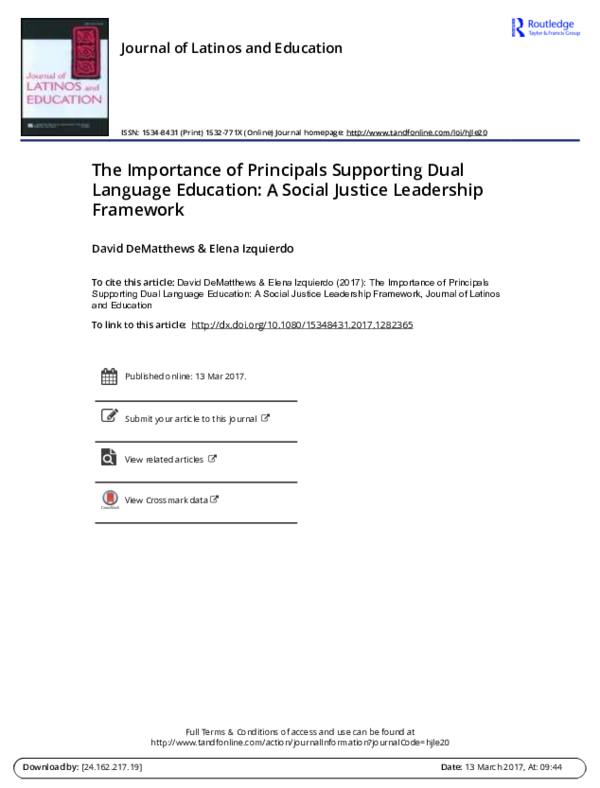 (PDF) The Importance of Principals Supporting Dual Language Education ...