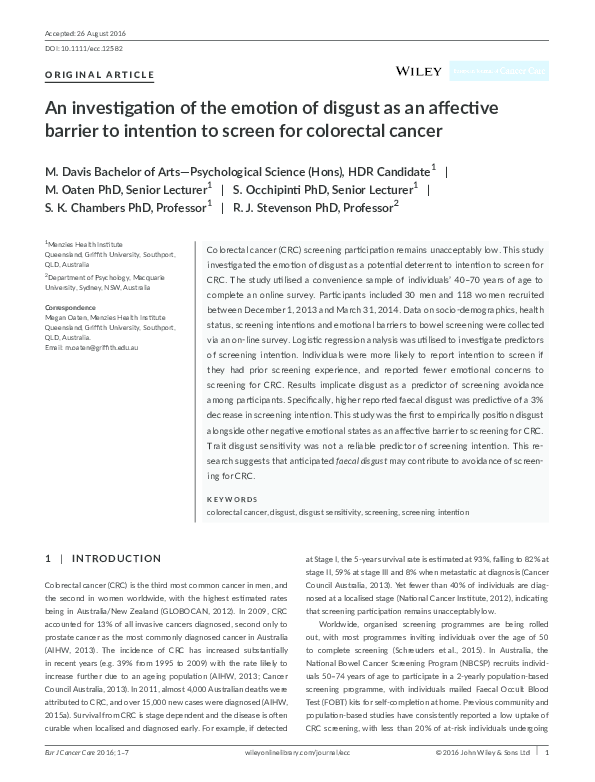 (PDF) An investigation of the emotion of disgust as an affective ...