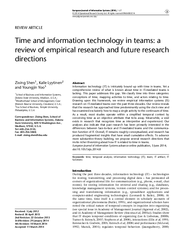(PDF) Time and information technology in teams: a review of empirical ...