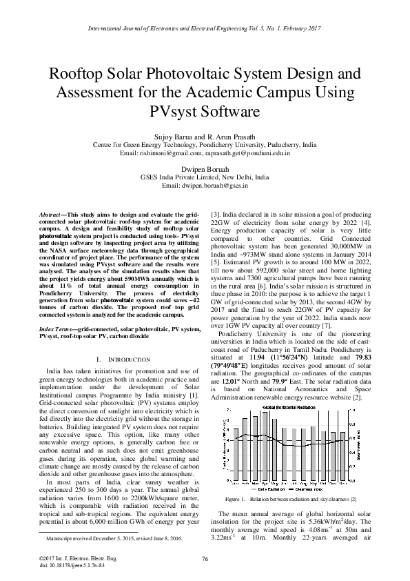 (PDF) Rooftop Solar Photovoltaic System Design and Assessment for the ...