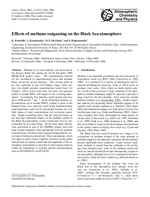 (PDF) Effects of methane outgassing on the Black Sea atmosphere