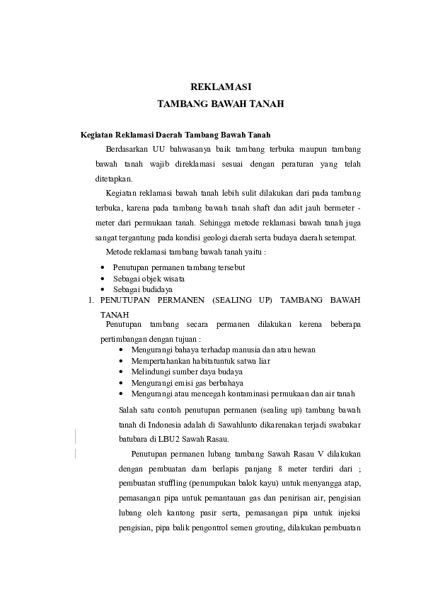 (DOC) REKLAMASI TAMBANG BAWAH TANAH