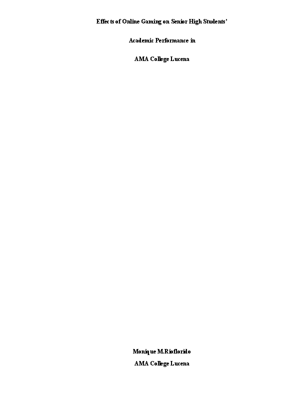 (DOC) Effects of Online Gaming on Senior High Students' Academic ...