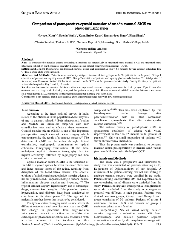 (PDF) Comparison of postoperative cystoid macular edema in manual SICS ...