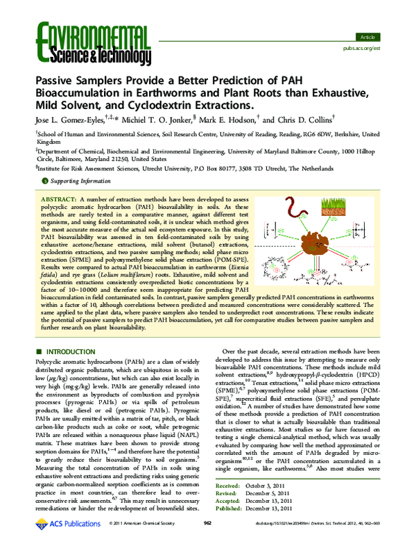 (PDF) Passive Samplers Provide a Better Prediction of PAH ...