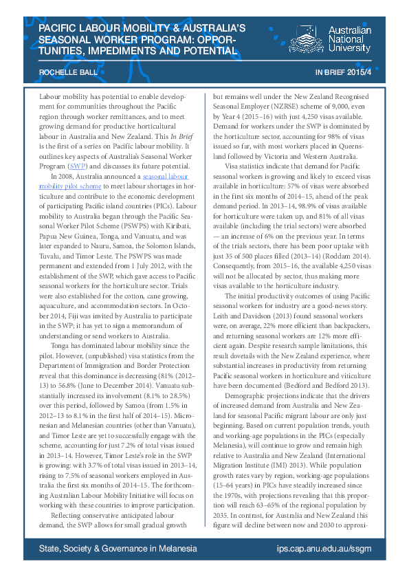 (PDF) Labor Mobility in Australia for Pacific