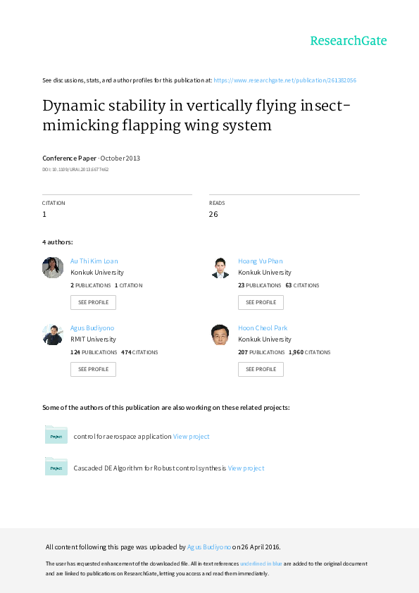 (PDF) Dynamic stability in vertically flying insect-mimicking flapping ...