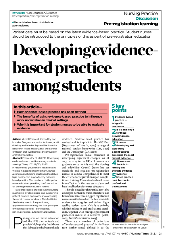 (PDF) Developing evidence- based practice among students