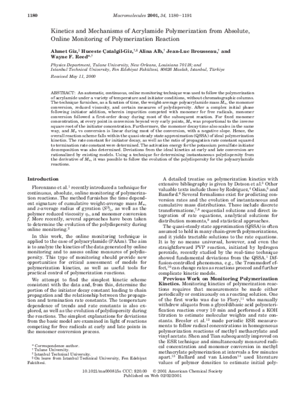 (PDF) Kinetics and Mechanisms of Acrylamide Polymerization from ...