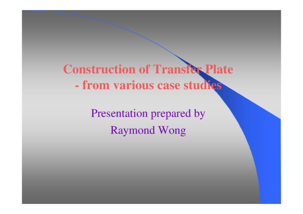 (PDF) Construction of Transfer Plate -from various case studies