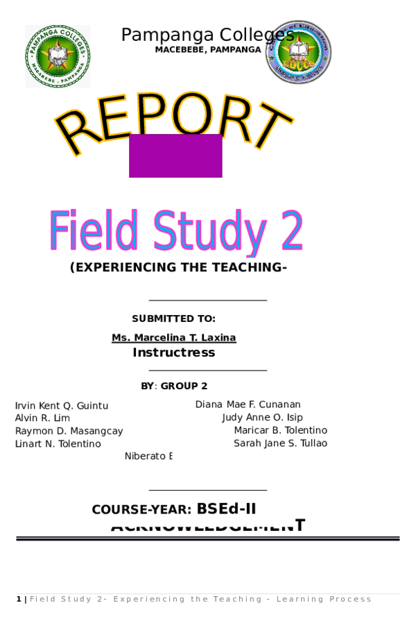 (DOC) EXPERIENCING THE TEACHING-LEARNING PROCESS) Instructress BY: GROUP 2 COURSE-YEAR: BSEd-II