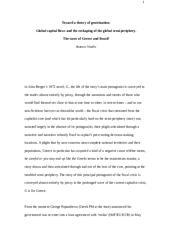 (PDF) Toward a theory of gentrination: Global capital flows and the ...