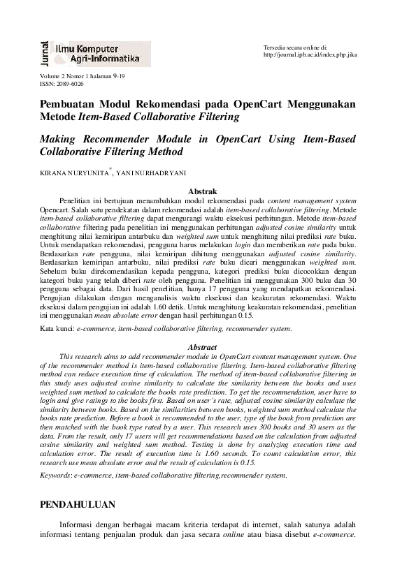(PDF) Pembuatan Modul Rekomendasi pada OpenCart Menggunakan Metode Item ...