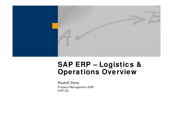 (PDF) SAP ERP – Logistics & Operations Overview