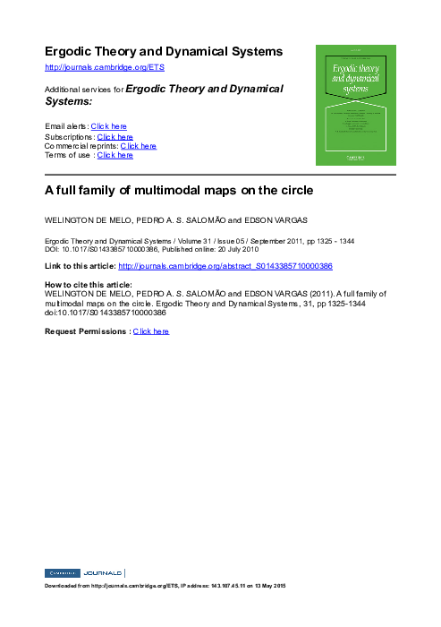 (PDF) A full family of multimodal maps on the circle