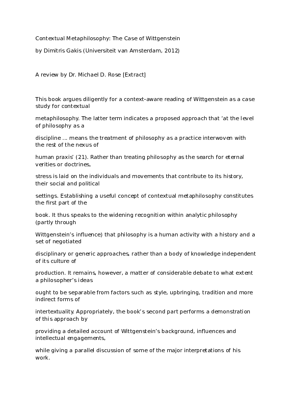 (DOC) REVIEW: Contextual Metaphilosophy by Dimitris Gakis