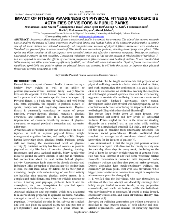 (PDF) IMPACT OF FITNESS AWARENESS ON PHYSICAL FITNESS AND EXERCISE ...