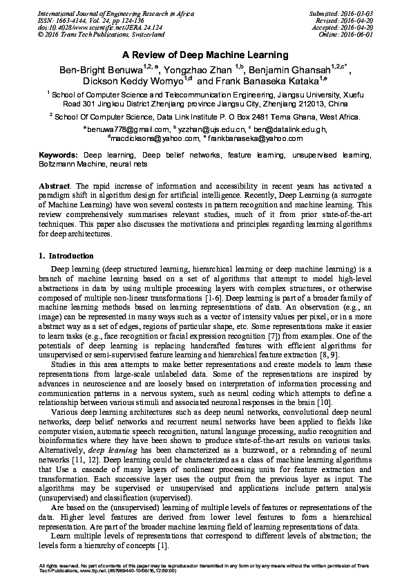 (PDF) A Review of Deep Machine Learning