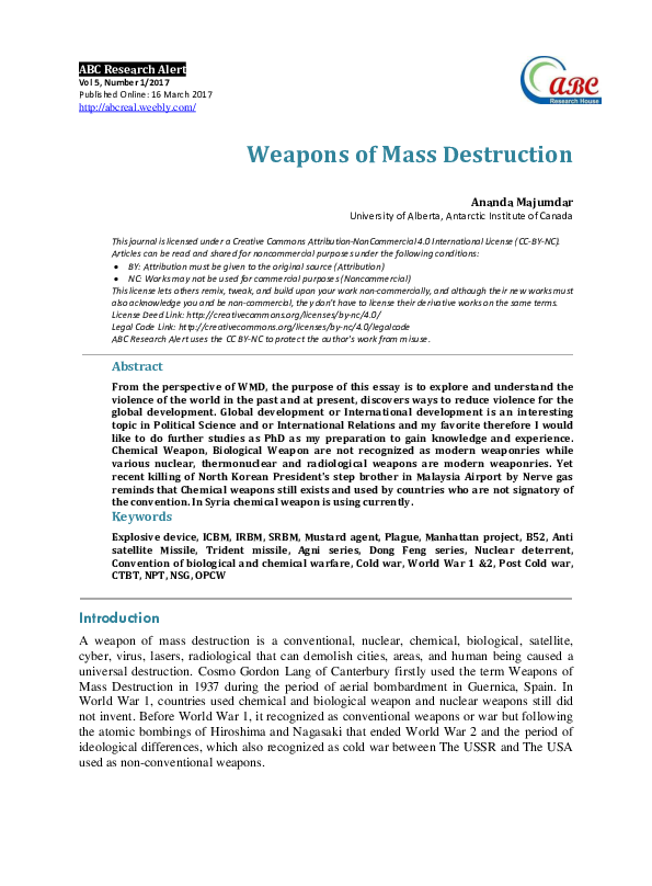 (PDF) Weapons of Mass Destruction