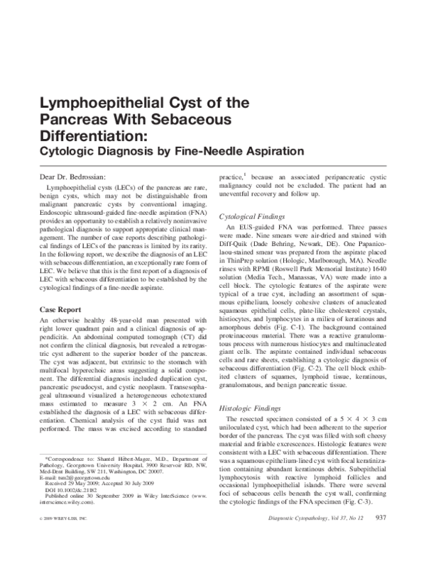 (PDF) Fine-Needle Aspiration of Squamous-Lined Cysts of the Pancreas ...