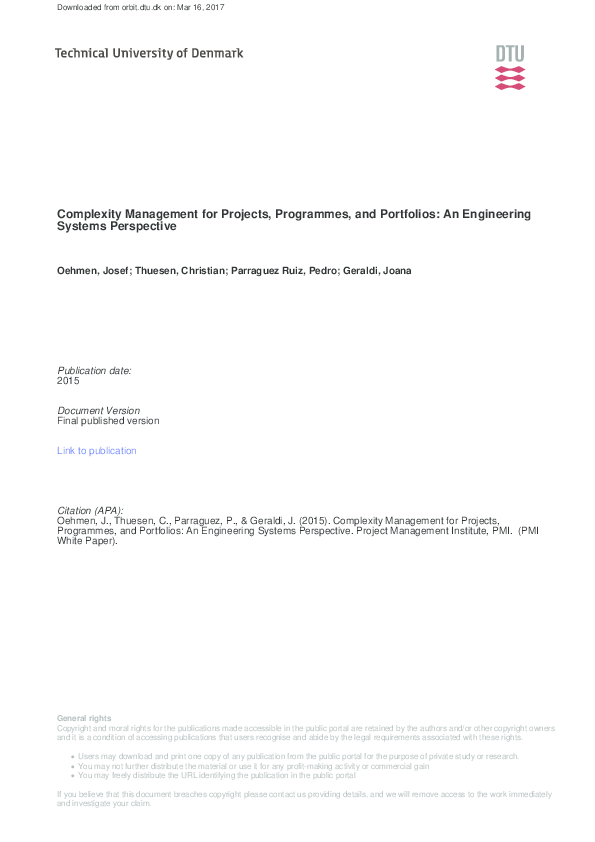 (PDF) Complexity Management for Projects, Programmes, and Portfolios ...