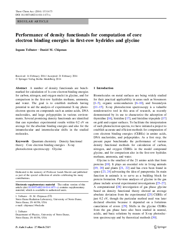 Pdf Performance Of Density Functionals For Computation Of Core