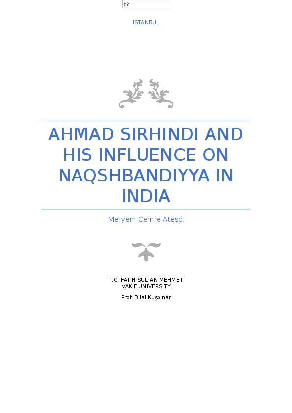 (DOC) AHMAD SIRHINDI AND HIS INFLUENCE ON NAQSHBANDIYYA IN INDIA