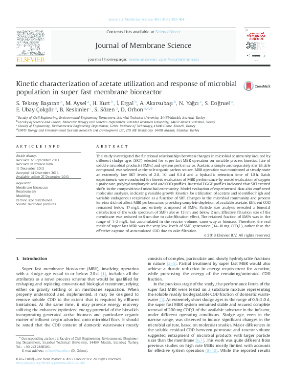 (PDF) Kinetic characterization of acetate utilization and response of ...