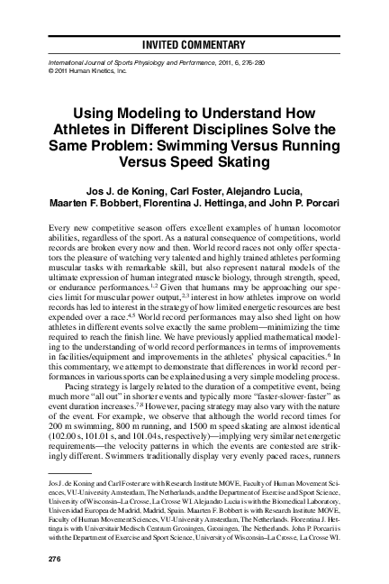 (PDF) Using modeling to understand how athletes in different ...