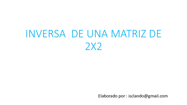 (PDF) INVERSA DE UNA MATRIZ DE 2X2