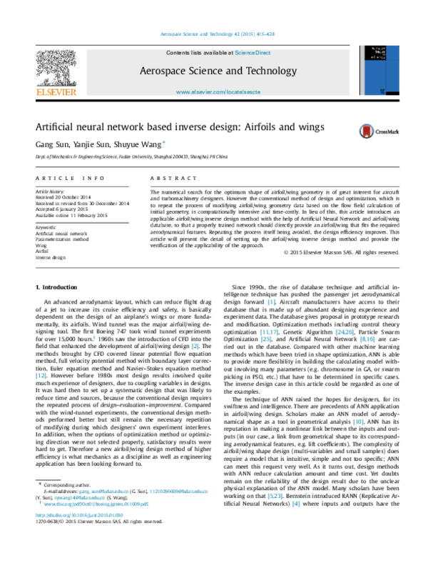 (PDF) Artificial neural network based inverse design: Airfoils and wings