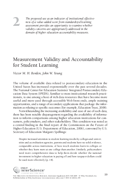 (PDF) Measurement validity and accountability for student learning
