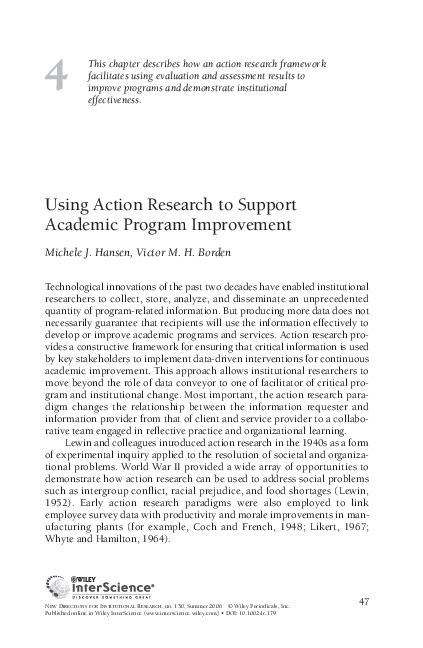 (PDF) Using action research to support academic program improvement ...