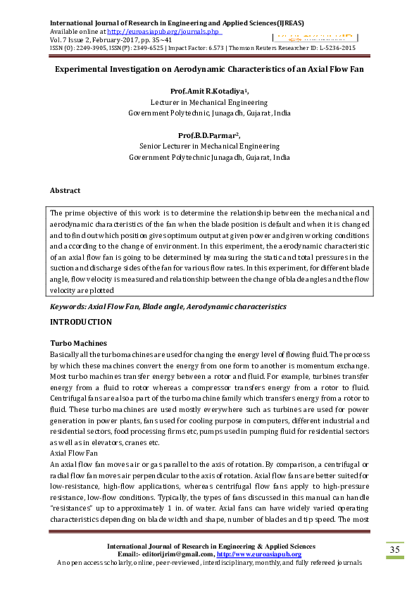 (PDF) Experimental Investigation on Aerodynamic Characteristics of an ...