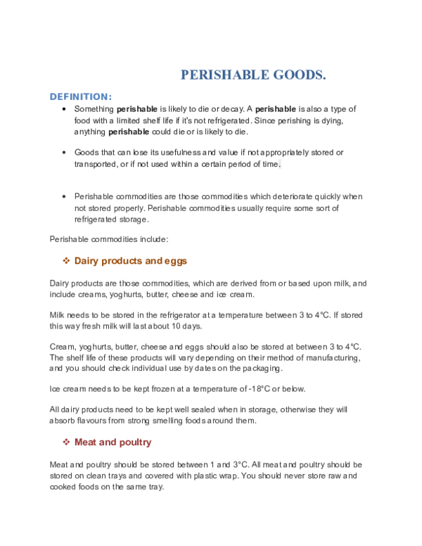 (DOC) PERISHABLE GOODS | Harshan Aston - Academia.edu