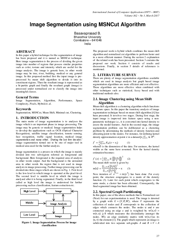 (PDF) Image Segmentation using MSNCut Algorithm