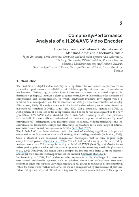 Pdf Complexityperformance Analysis Of A H264avc Video Encoder