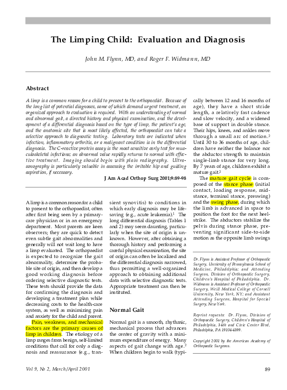 (PDF) The Limping Child - Evaluation and Diagnosis