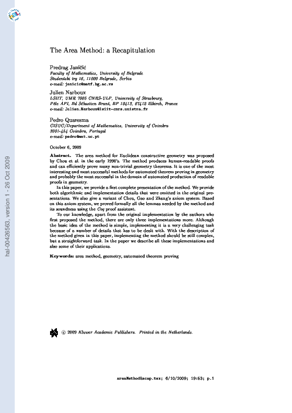 (PDF) The Area Method