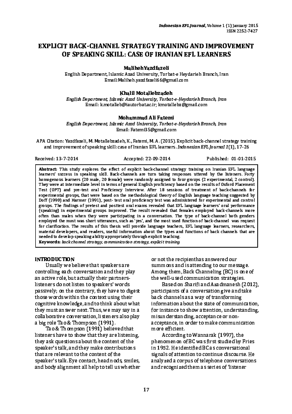 (PDF) EXPLICIT BACK-CHANNEL STRATEGY TRAINING AND IMPROVEMENT OF ...