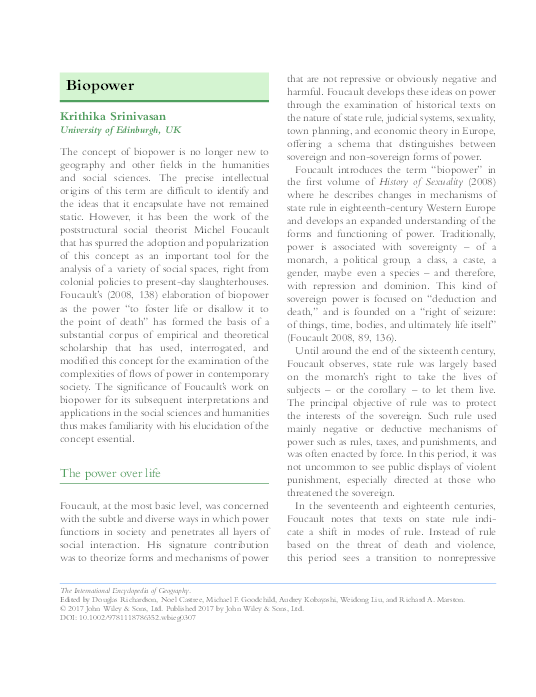 (PDF) Srinivasan K., (2017) Biopower, The Wiley-AAG International ...