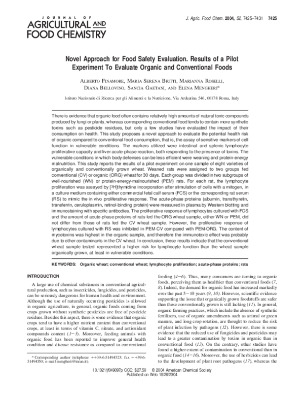 (PDF) Novel Approach for Food Safety Evaluation. Results of a Pilot ...