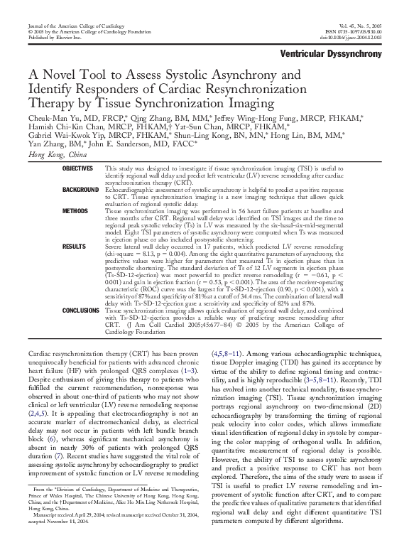 (PDF) A novel tool to assess systolic asynchrony and identify ...