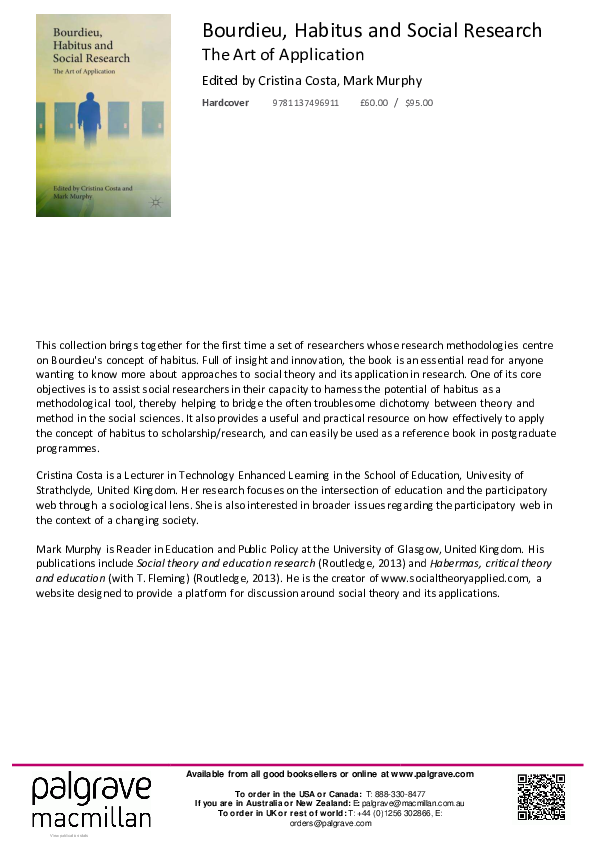 (PDF) Bourdieu, Habitus and Social Research