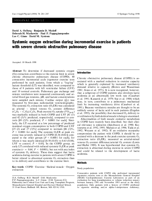(PDF) Supplemental oxygen and exercise ability in chronic obstructive ...