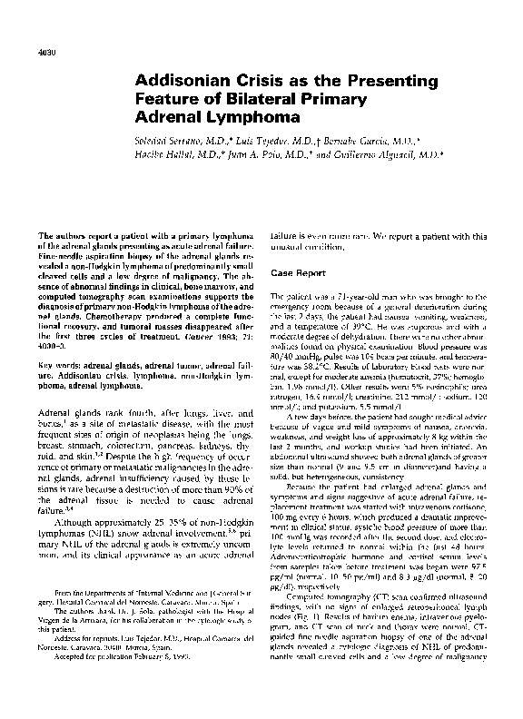 (PDF) Addisonian crisis as the presenting feature of bilateral primary ...