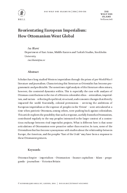 (PDF) Reorientating European Imperialism: How Ottomanism Went Global