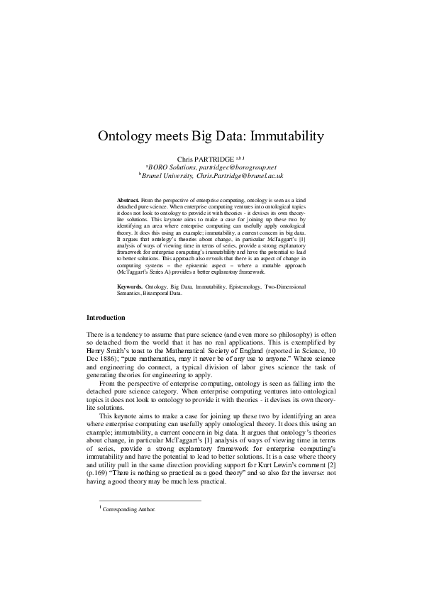 (PDF) Ontology meets Big Data