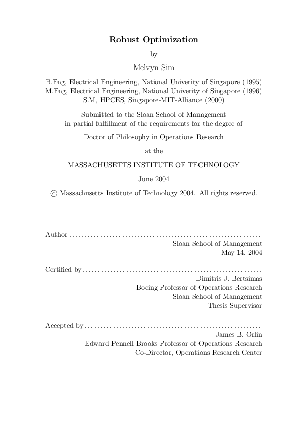 (PDF) Robust Optimization