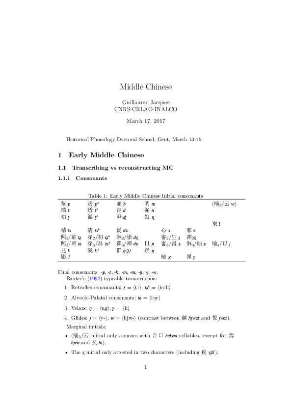 (PDF) Middle Chinese